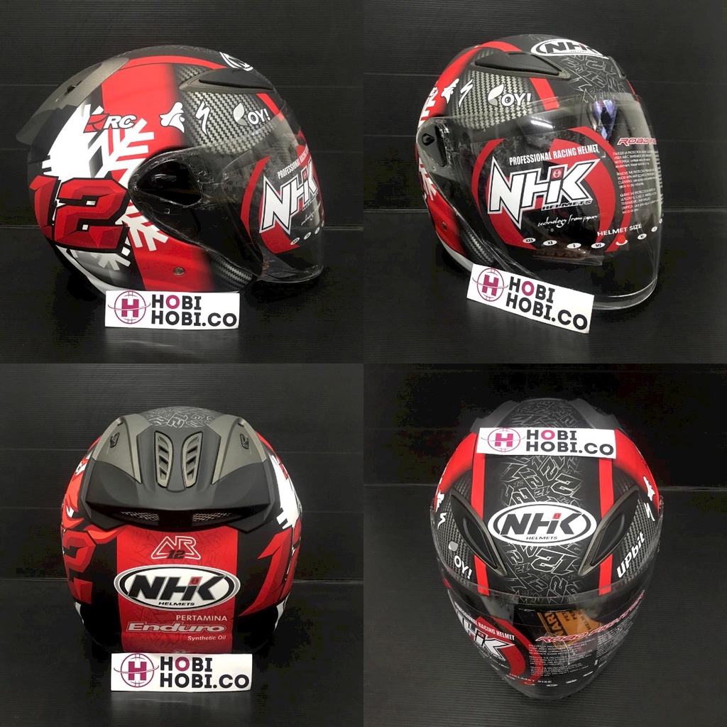 Jual HELM NHK R6 SE ALI ADRIAN BLACK DOFF HALF FACE | Shopee Indonesia