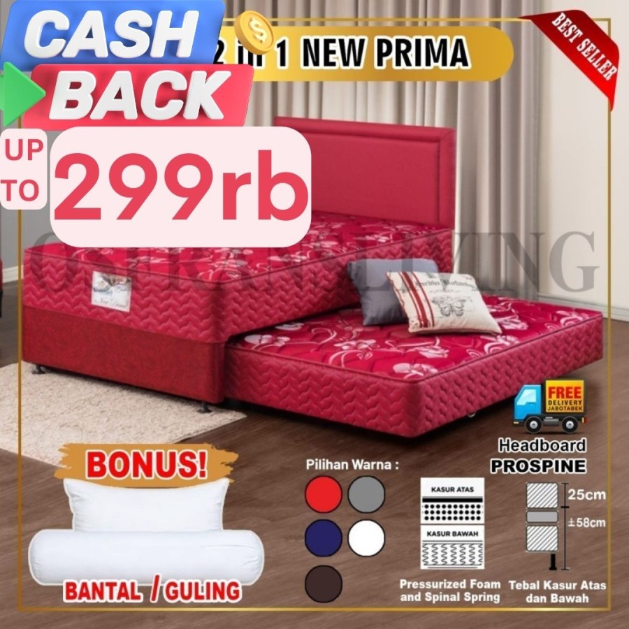 Jual Guhdo Springbed New Prima 2 In 1 120x200 - Fullset PROSPINE - Spring Bed Sorong Kasur ...