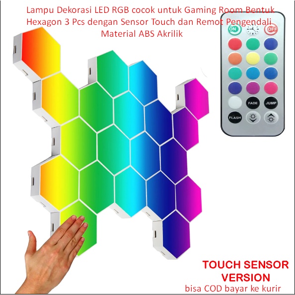 Jual Lampu Dekorasi LED RGB cocok untuk Gaming Room Bentuk Hexagon 3 ...