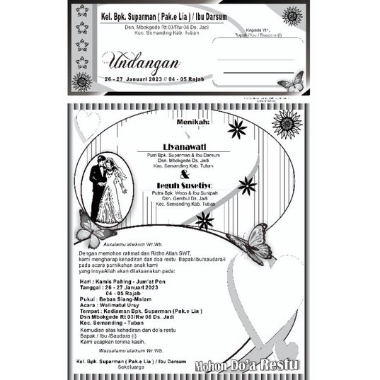 Jual Undangan Kertas HVS Walimatul Ursy, Pernikahan A5,Folio,A4 bisa ...