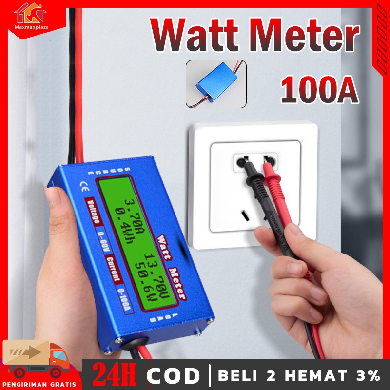 Jual DC watt meter 60V 150A volt ampere rc watt meter Dc 60V 100A power ...