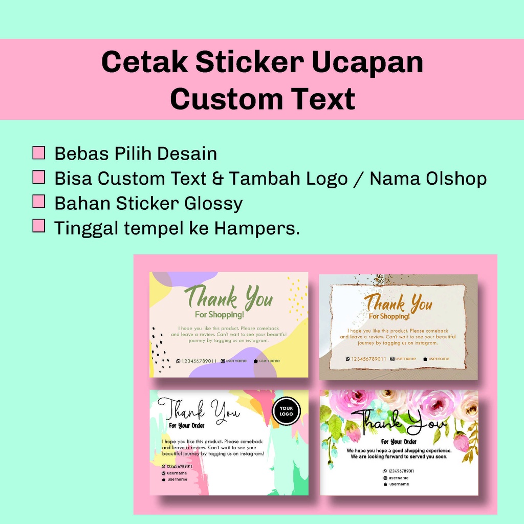 Jual Cetak Stiker Ucapan custom text sticker greeting card untuk ...