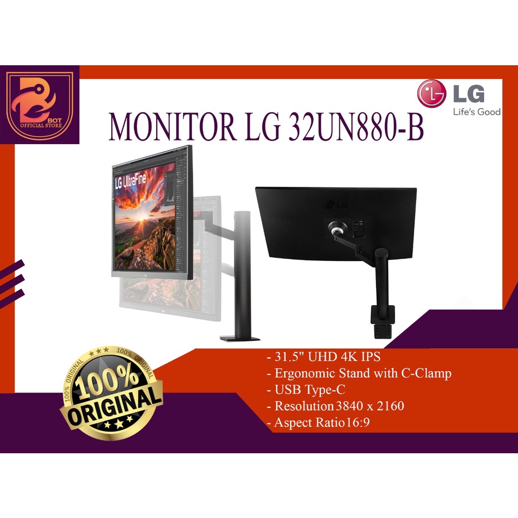 Jual Monitor LED LG 32UN880 4K Ultrafine IPS Ergo HDR USB C | 32UN880-b | Shopee Indonesia