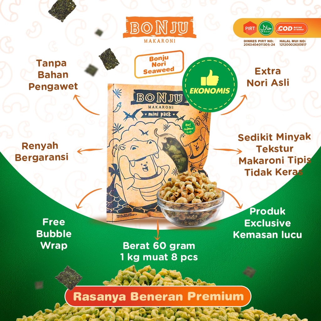 Jual Cemilan Makanan Ringan Jajanan Makaroni Bonju Makroni Rasa Rumput ...