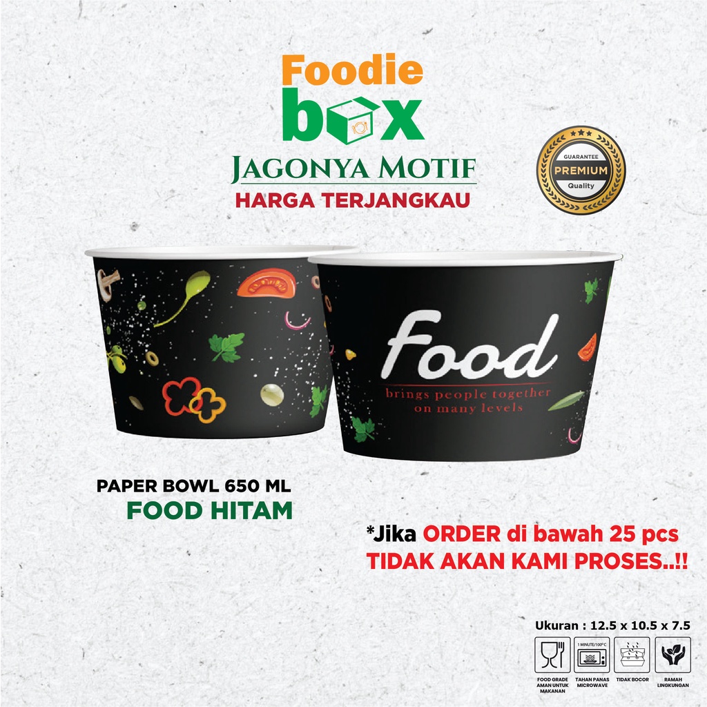 Jual Paper Bowl 650 ml Paper Rice Bowl Mangkok Kertas Motif Food Hitam ...