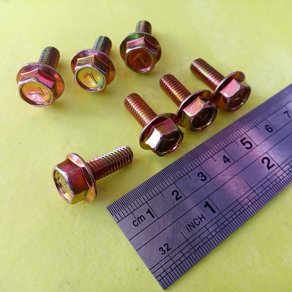 Jual FLANGE BOLT KUNING M6 X 16 / BAUT 10 KUNCI 10 / BAUT TOPI M6 X 16 ... Jual FLANGE BOLT KUNING M6 X 16 / BAUT 10 KUNCI 10 / BAUT TOPI M6 X 16 ...