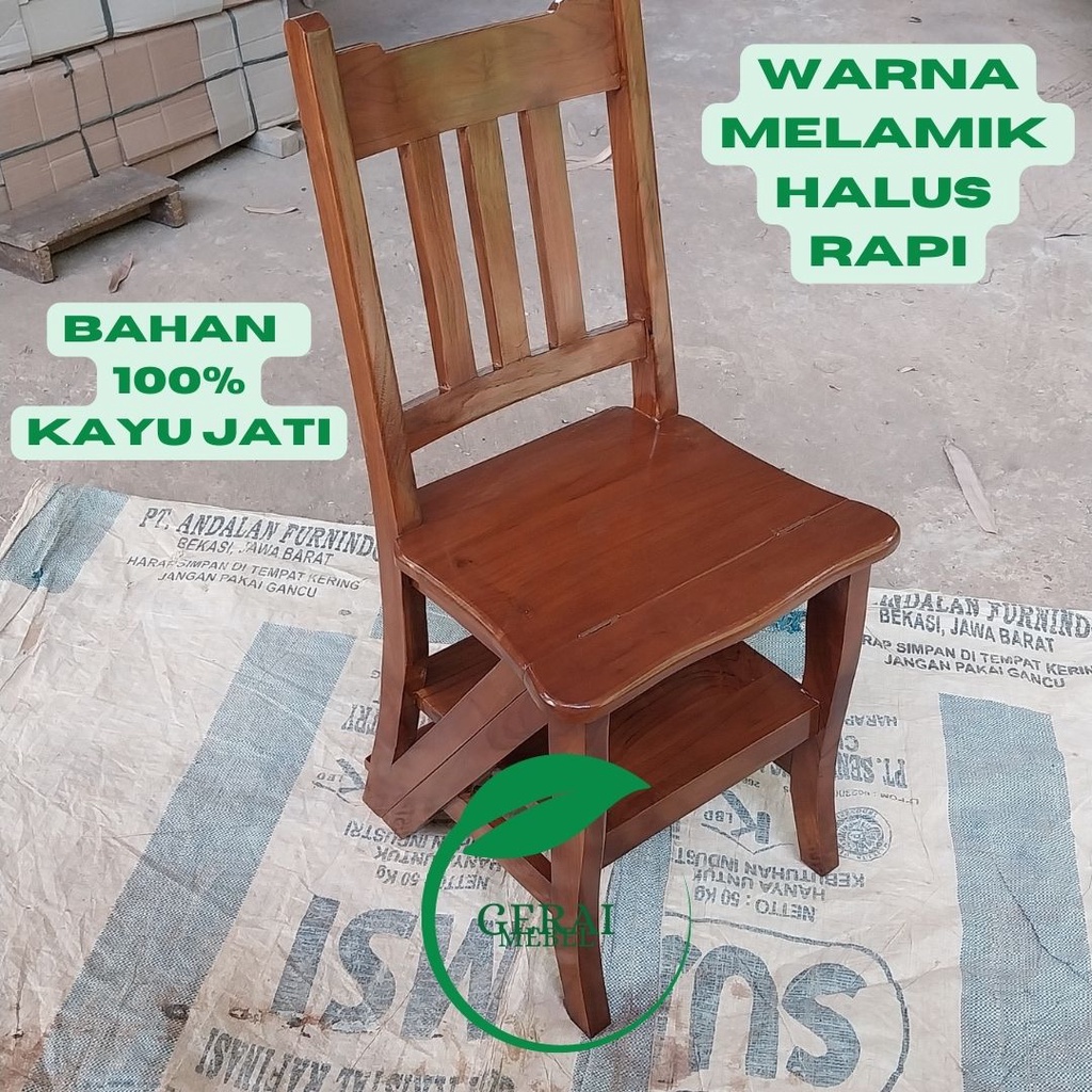 Jual Kursi Tangga Lipat Kayu Jati Library Chair Perpustakaan ...
