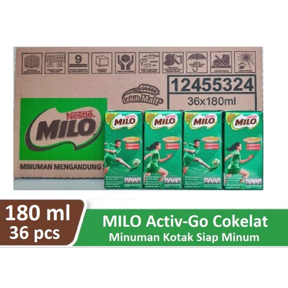 Jual Milo Activ-Go UHT Susu Coklat 180ml 1 dus isi 36pcs | Shopee Indonesia