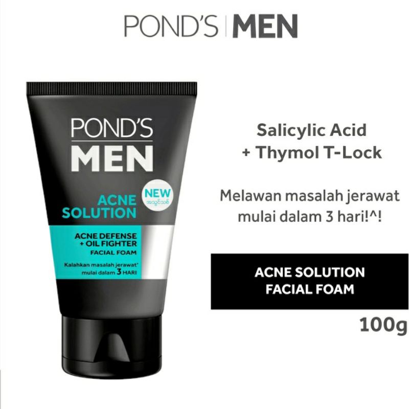 Jual PONDS Men Acne Solution Facial Foam 100g | Shopee Indonesia