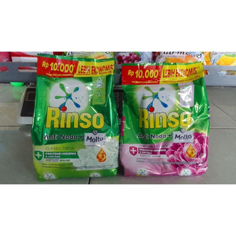 Jual Detergen bubuk rinso 400 gram pencuci pakaian, kemasan 10 ribuan ...