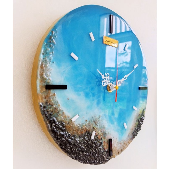 Jual 8" Blue Ocean Epoxy Art Resin Clock | Jam Dinding Resin Unik ...