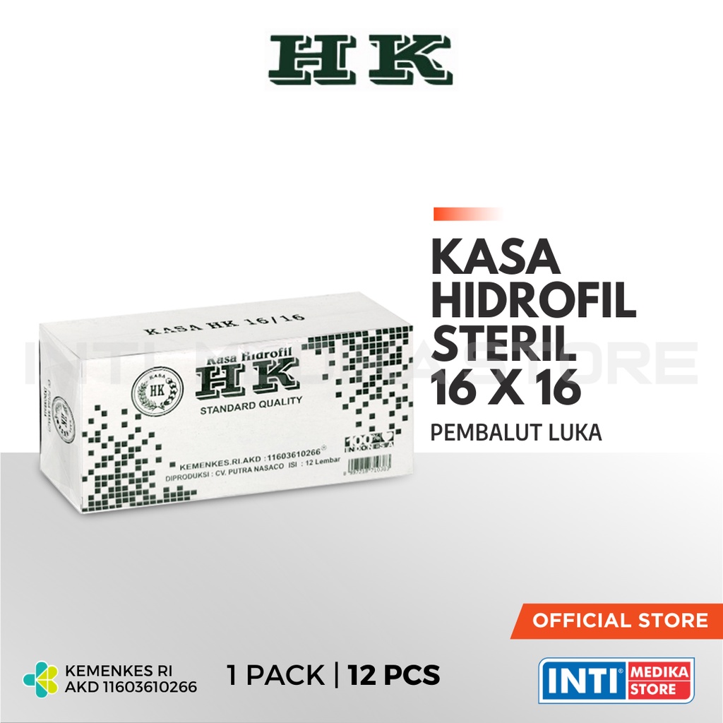 Jual HK - Kasa Hidrofil Steril 16 x 16 | P3K | Pembalut Luka | Shopee ...