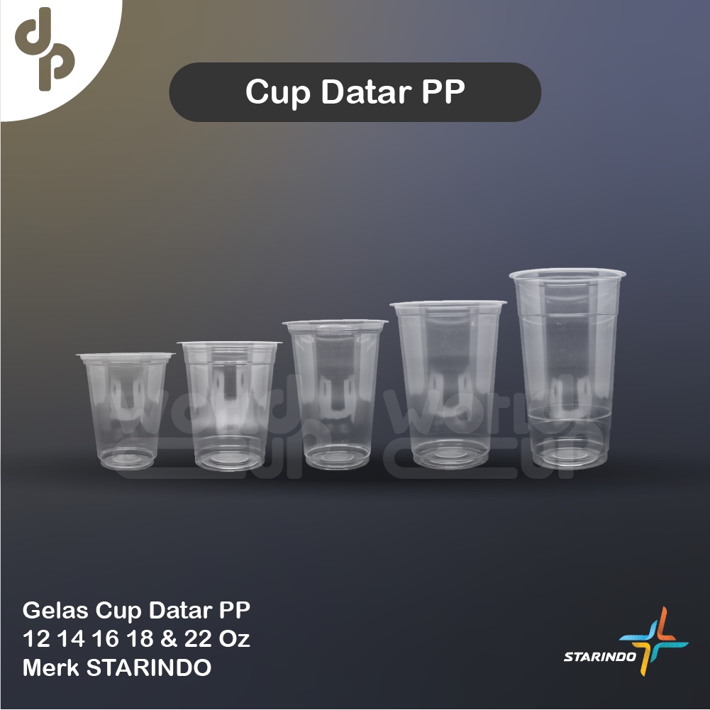 Jual Gelas Cup Datar PP Starindo 12 Oz - 14 Oz -16 Oz - 18 Oz - 22 Oz | Shopee Indonesia
