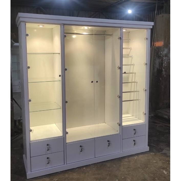 Jual Lemari jilbab tas gamis kerudung lemari kaca 4 pintu | Shopee ...