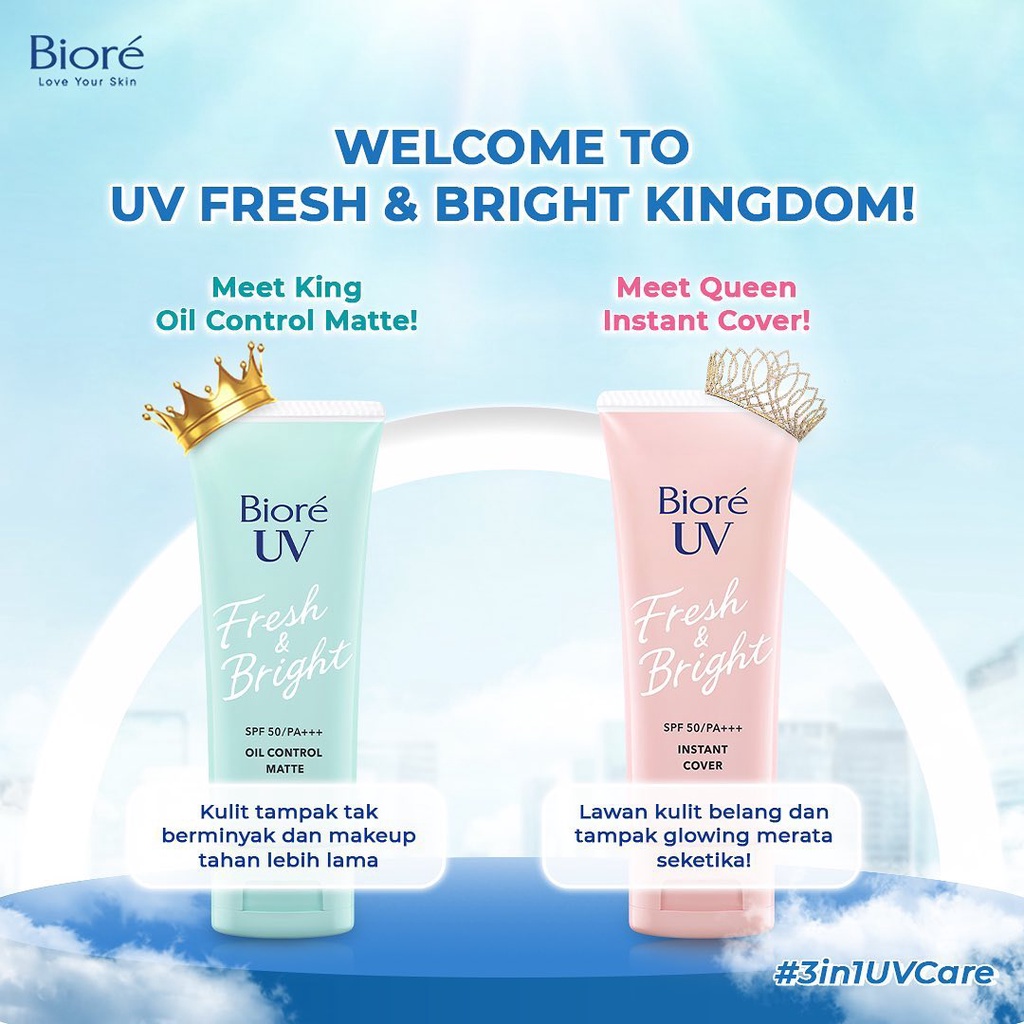Jual Biore UV Fresh & Bright Instant Cover - Oil Control Matte Sunsncreen SPF 50+ PA ...