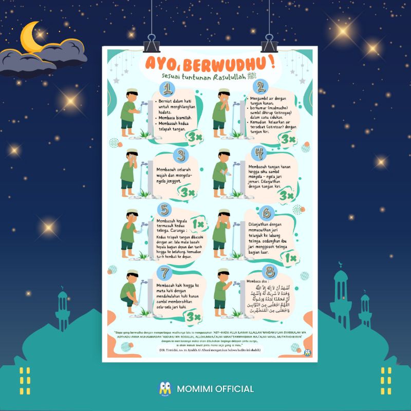 Jual Poster AYO BERWUDHU Poster Wudhu Anak Sesuai Sunnah Poster Edukasi ...