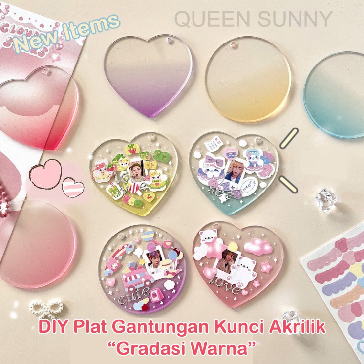 Jual BAHAN GANTUNGAN KUNCI AKRILIK IMUT MODEL BARU "GRADASI WARNA" PLAT ...