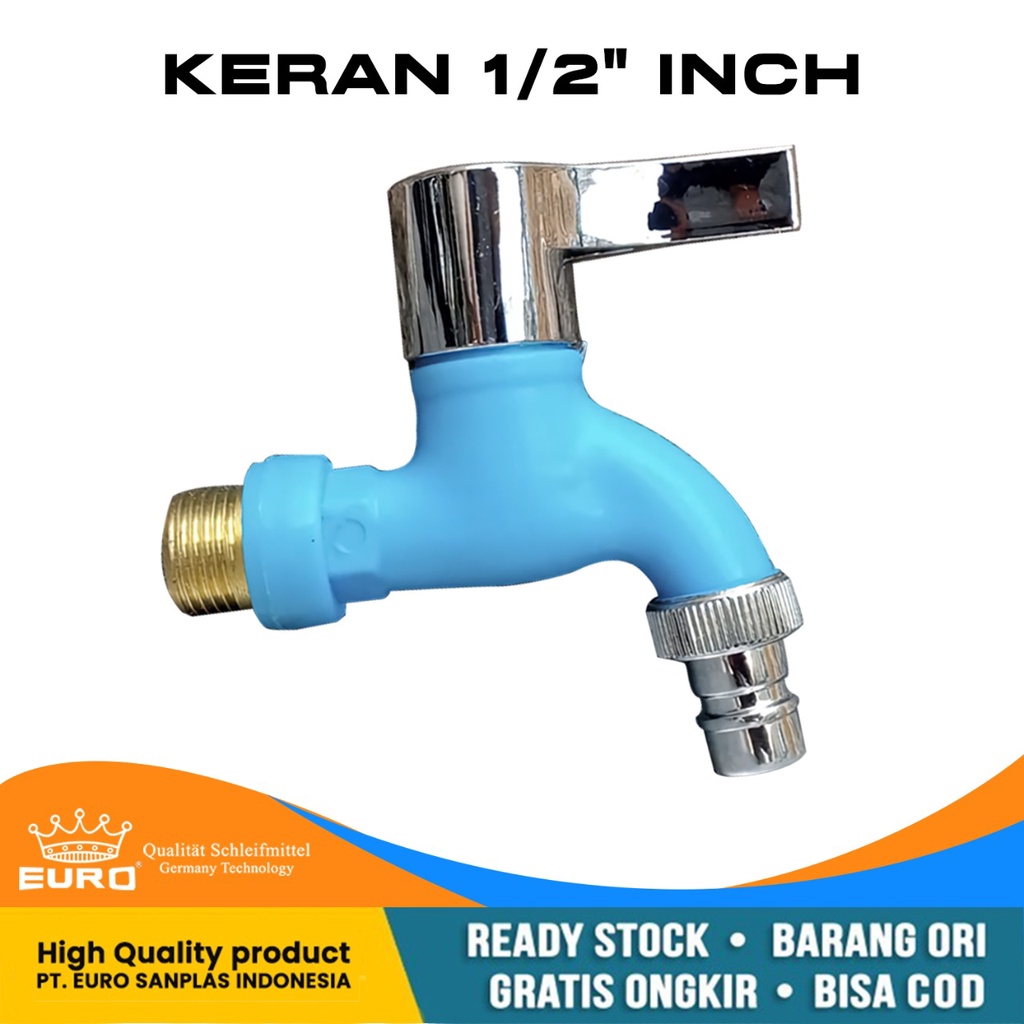 Jual Keran Air Tembok Taman 1/2 Inch PVC Kran Plastik Warna 1/2" Engkol ...