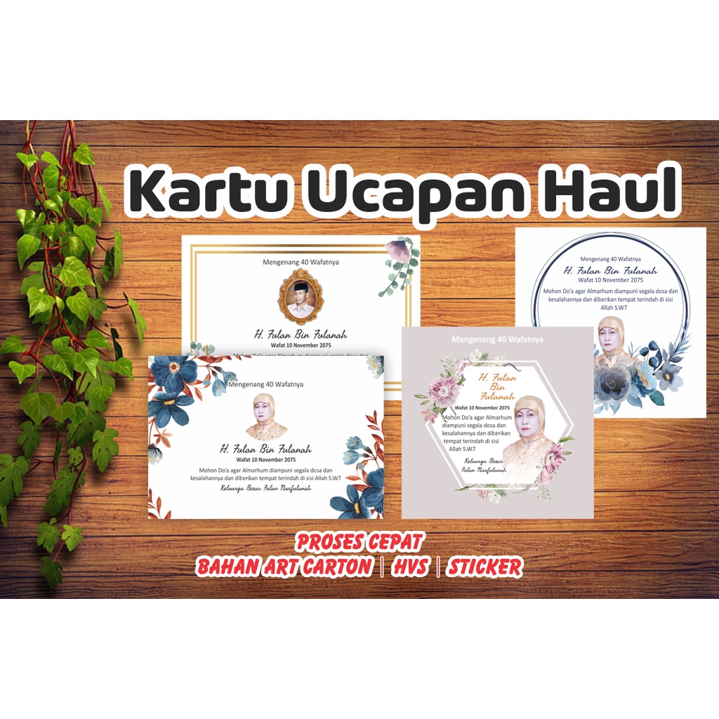 Jual Ready Stock Kartu Ucapan Tahlilan Haul 40 hari/100 Hari/1 Tahun ...
