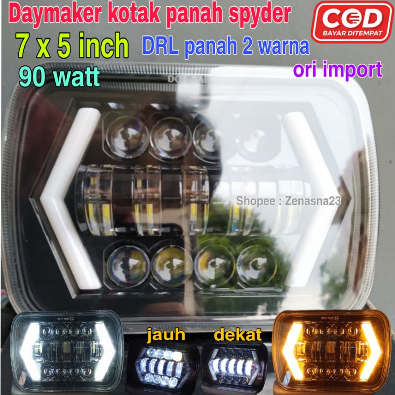 Jual LAMPU DAYMAKER KOTAK PANAH SPYDER 7x5 INCH 90 WATT DOT SAE ORI ...