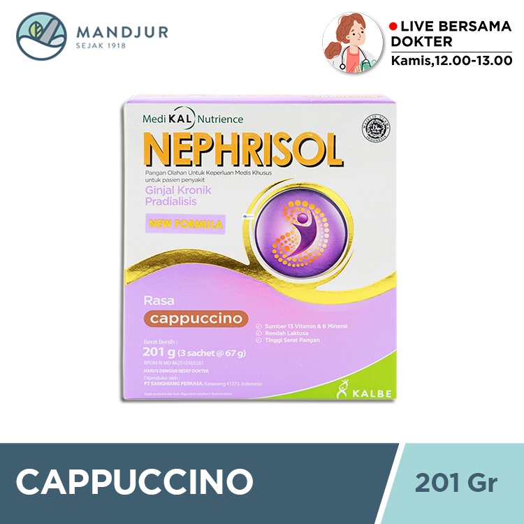 Jual Nephrisol Cappucino 201 Gram - Susu Rendah Protein Khusus Pasien ...
