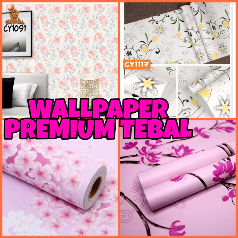 Jual Wallpaper Dinding Kamar Tidur Ruang Tamu Motif Bunga Wallpaper Dinding Bunga Sakura Pink ...