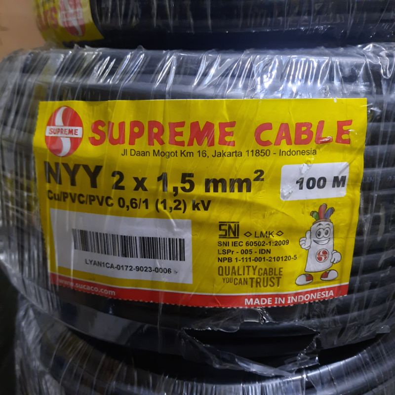 Jual Kabel nyy supreme 2x1,5mm kawat hitam 100M | Shopee Indonesia