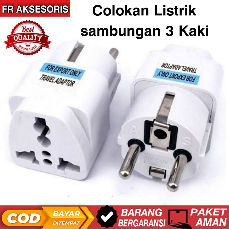 Jual colokan kaki 3 ke 2 steker adaptor stop kontak 3 kaki ke 2 kaki | Shopee Indonesia