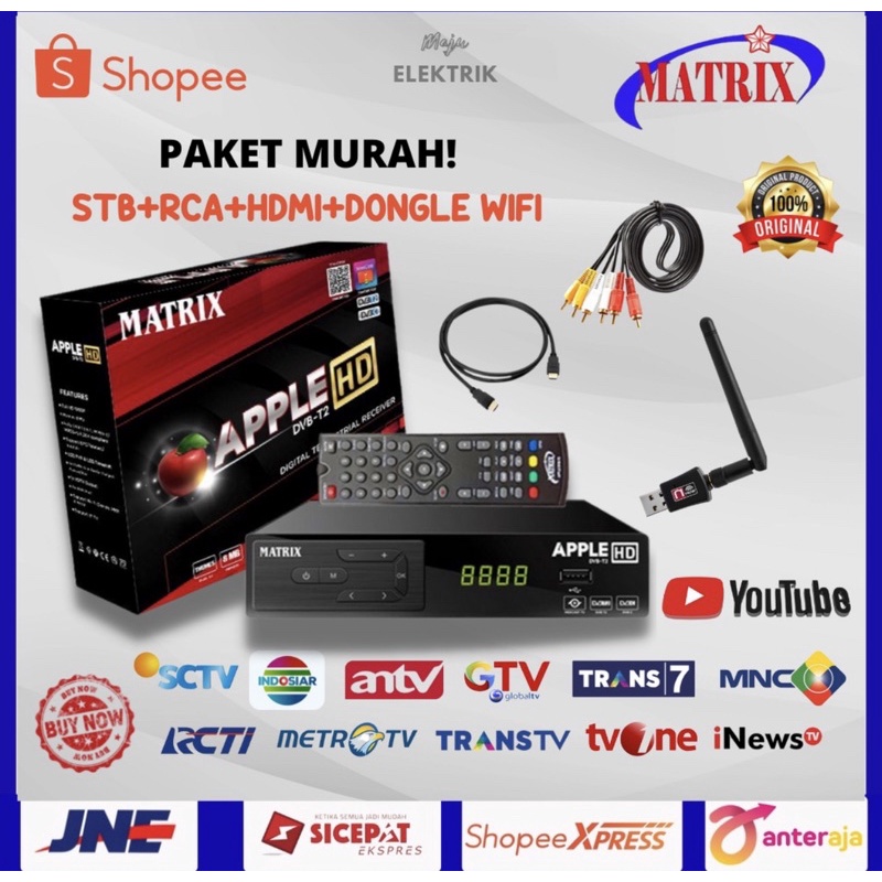 Jual stb matrix merah piala dunia paket lengkap untuk tv tabung SET TOP BOX MURAH MATRIX APLLE ...
