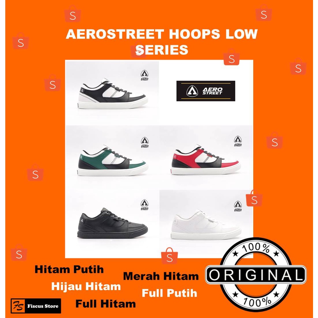 Jual [ORIGINAL] AEROSTREET HOOPS LOW Hitam Putih/Hijau Hitam/Merah ...