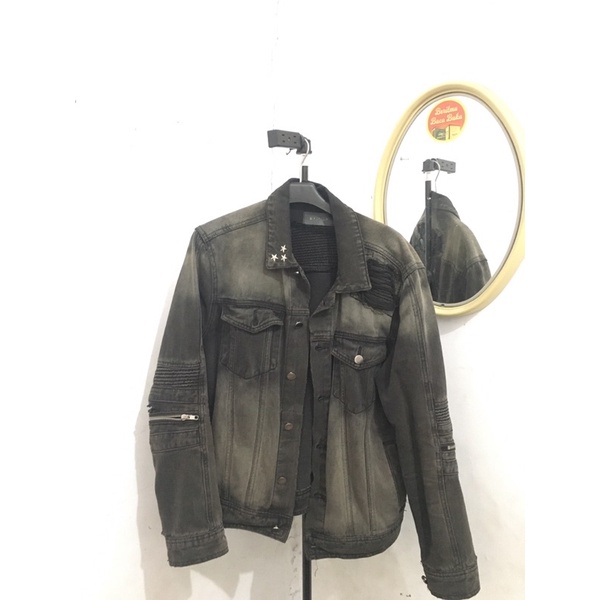 Jual rucas jade black biker denim jacket | Shopee Indonesia