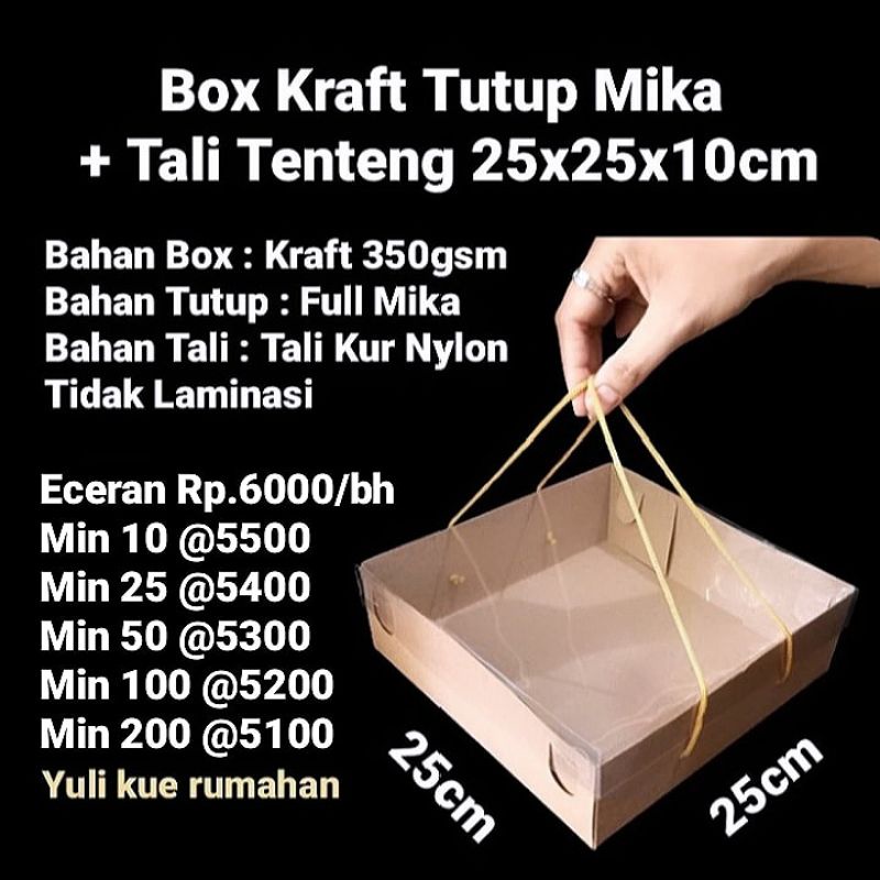 Jual Box Kraft Tutup Mika + Tali Tenteng 25x25x10cm | Shopee Indonesia