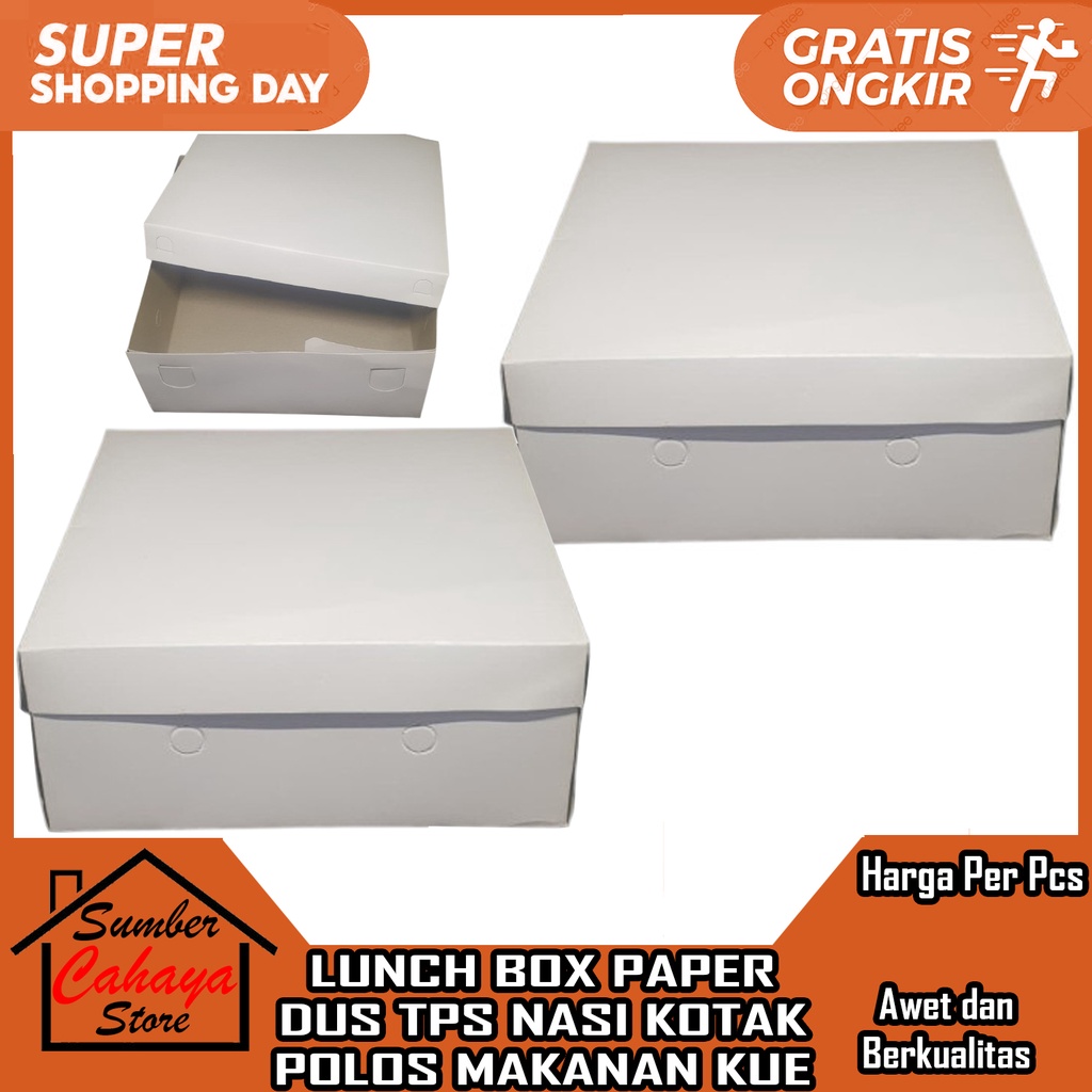 Jual LUNCH BOX PAPER DUS TPS NASI KOTAK POLOS MAKANAN KUE 20X20 25X25 ...