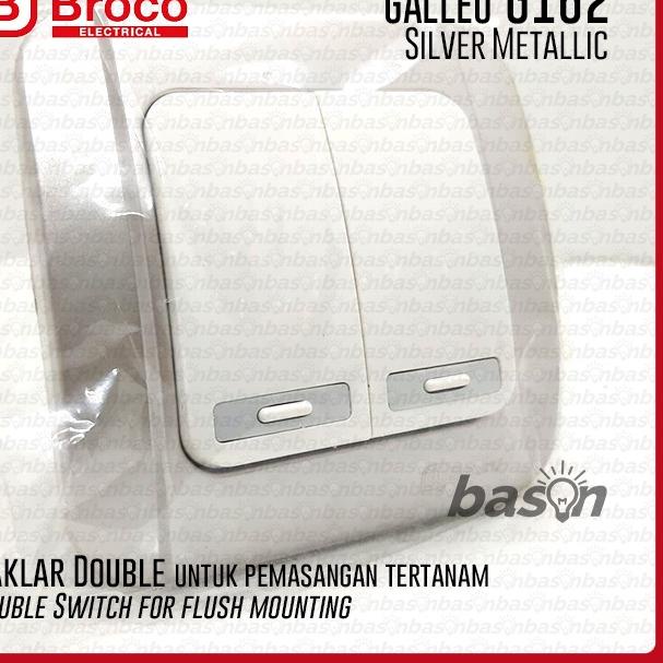 Jual BROCO Galleo Silver / Perak G162 | Saklar 2 Gang 1 Way Switch ...