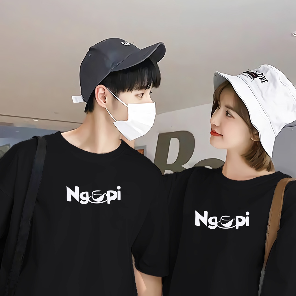 Jual Baju Kaos Distro Pasangan Couple Ngopi Pria Dan Wanita Katun ...