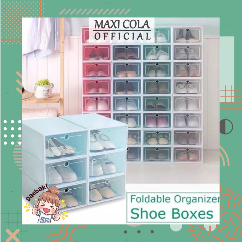 Jual Kotak sepatu lipat / box sepatu lipat / kotak sepatu transparan ...