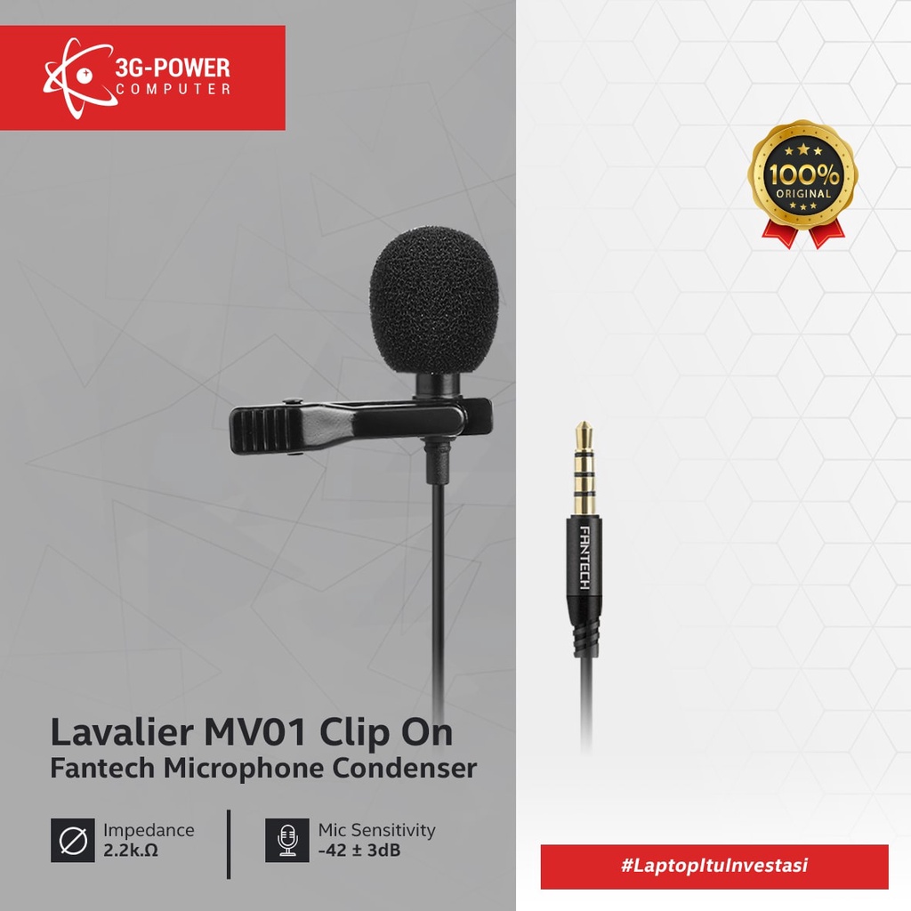 Jual Fantech MV01 Lavalier Mic Clip On Microphone | Shopee Indonesia