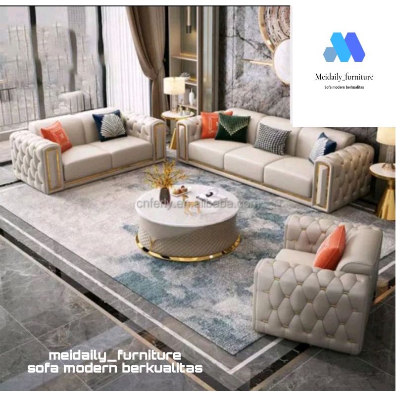 Jual Sofa Kulit 321 Casterfield Minimalis Modern Sofa Ruang Tamu Super ...