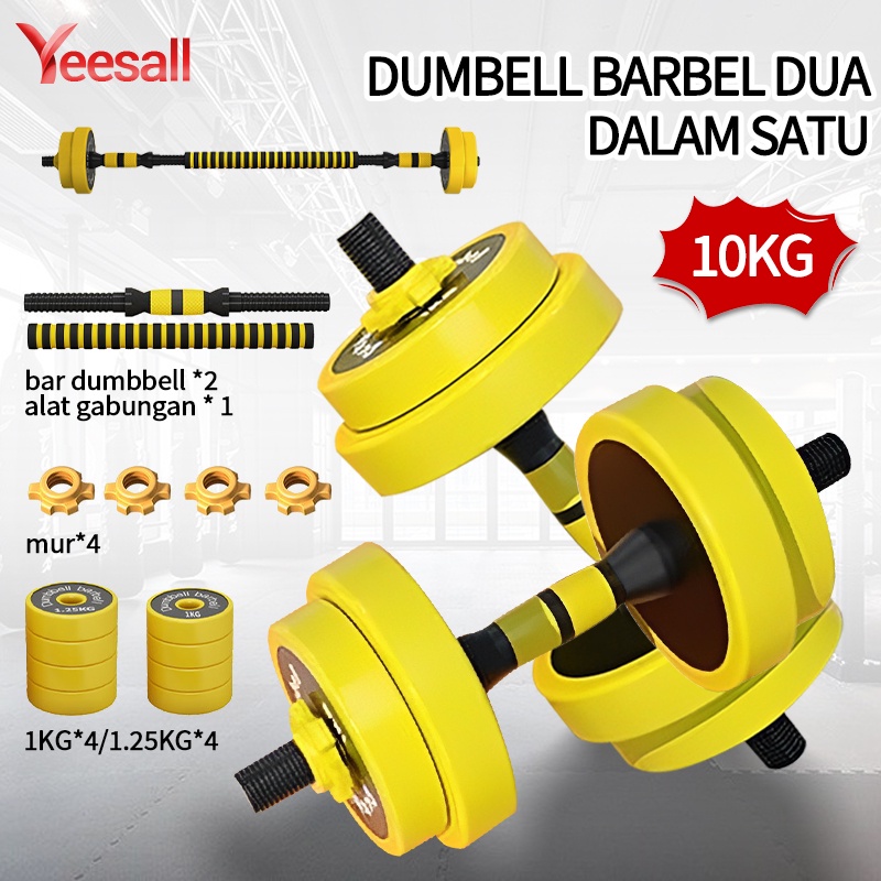 Jual 10 Kg Alat Olahraga Fitness Dumbell KARET /10kg barbel set Max angkat beban fitness ...