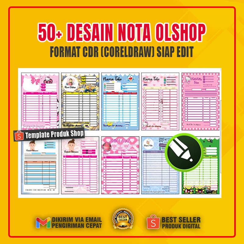 Jual 50+ Desain Template Nota / Kwitansi Olshop Kekinian Format CDR ...
