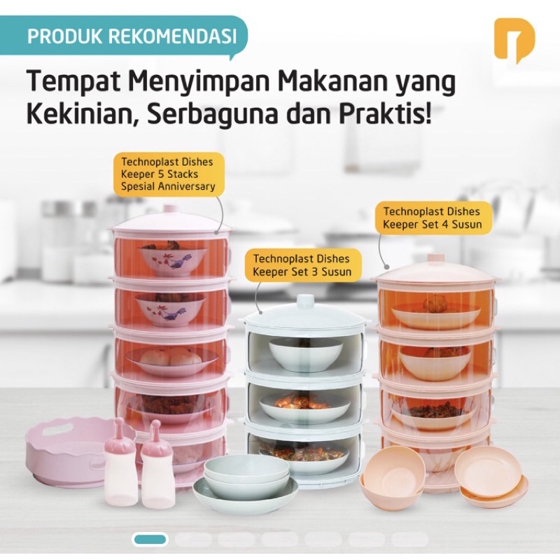 Jual TECHNOPLAST Dishes Keeper Set Tudung Saji Susun Kekinian BONUS Piring Mangkok | Shopee ...