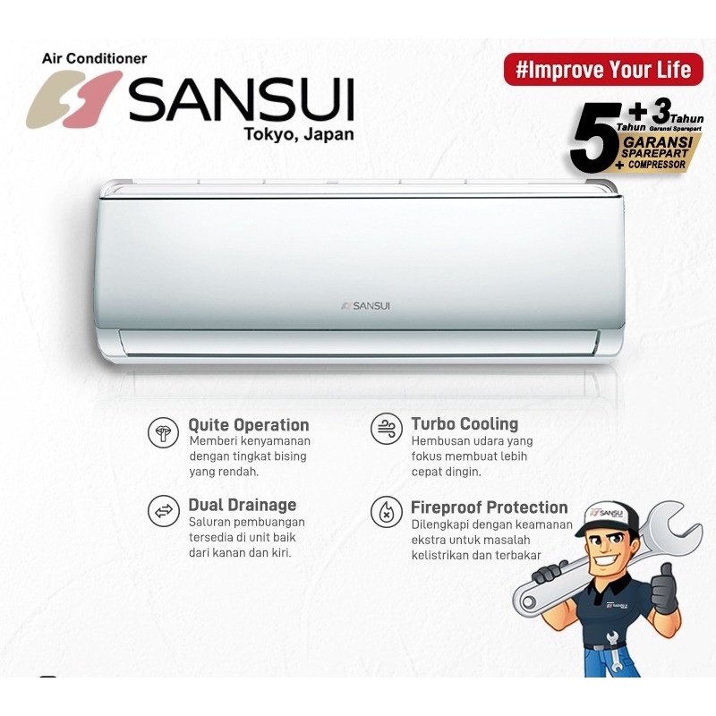 Jual SANSUI JAPAN AC Split 0.5 PK Standard R32 1/2 PK SA-L05S2 | Shopee Indonesia