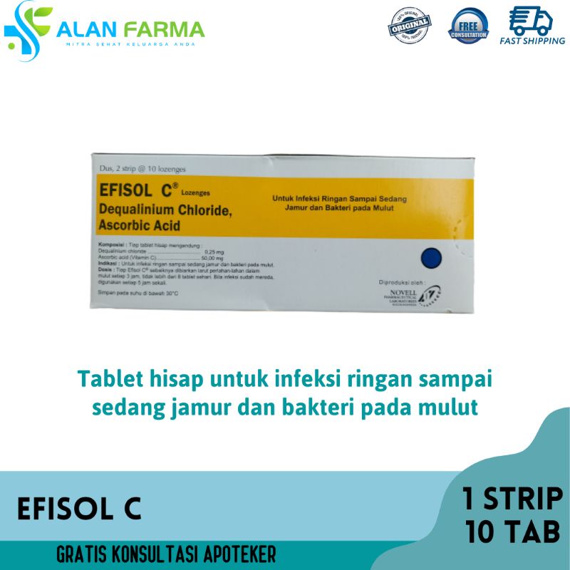 Jual Efisol C Tablet Hisap 1 Strip isi 10 | Tablet Hisap Sakit ...