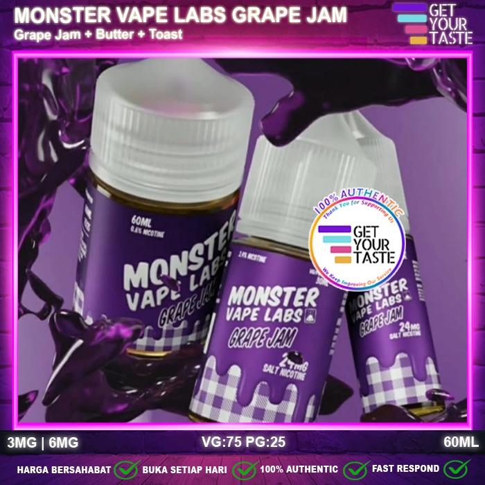 Jual Liquid Monster Vape Labs Grape Jam USA 60ML by Jam Monster x ...