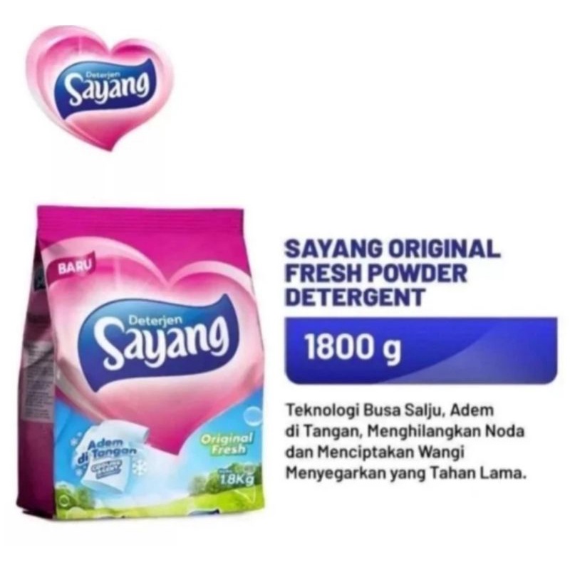 Jual Detergent Bubuk Sayang 1,8KG Original Fresh Detergent Laundry ...