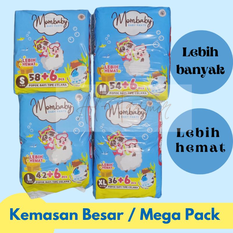 Jual Mombaby MEGA PACK (Isi Lebih Banyak Lebih Murah) uk S/M/L/XL Popok Bayi Tipe Celana ...