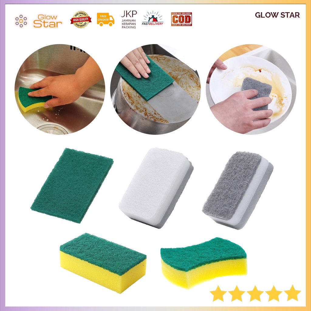 Jual Spons cuci piring hijau busa abu abus karat sabut pembersih gelas ...