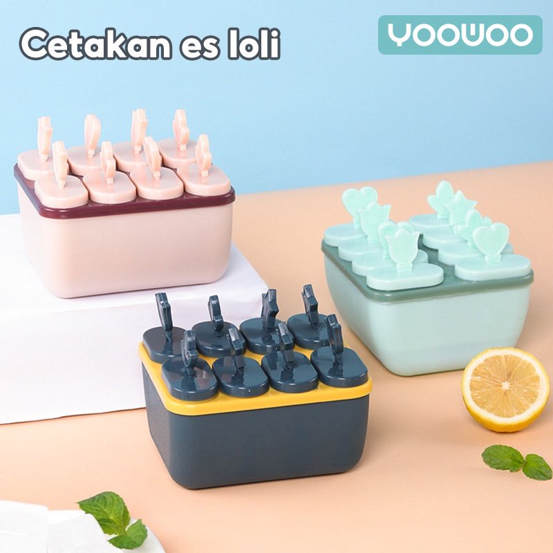 Jual YooWoo Cetakan ice cream / Cetakan es krim 8 slot / es loli DIY ...