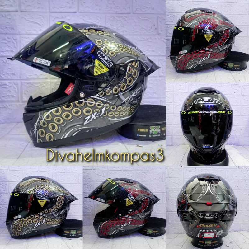 Jual Helm Njs Zx-1 motif Kraken Terbaru double visor paket ganteng|Njs ...