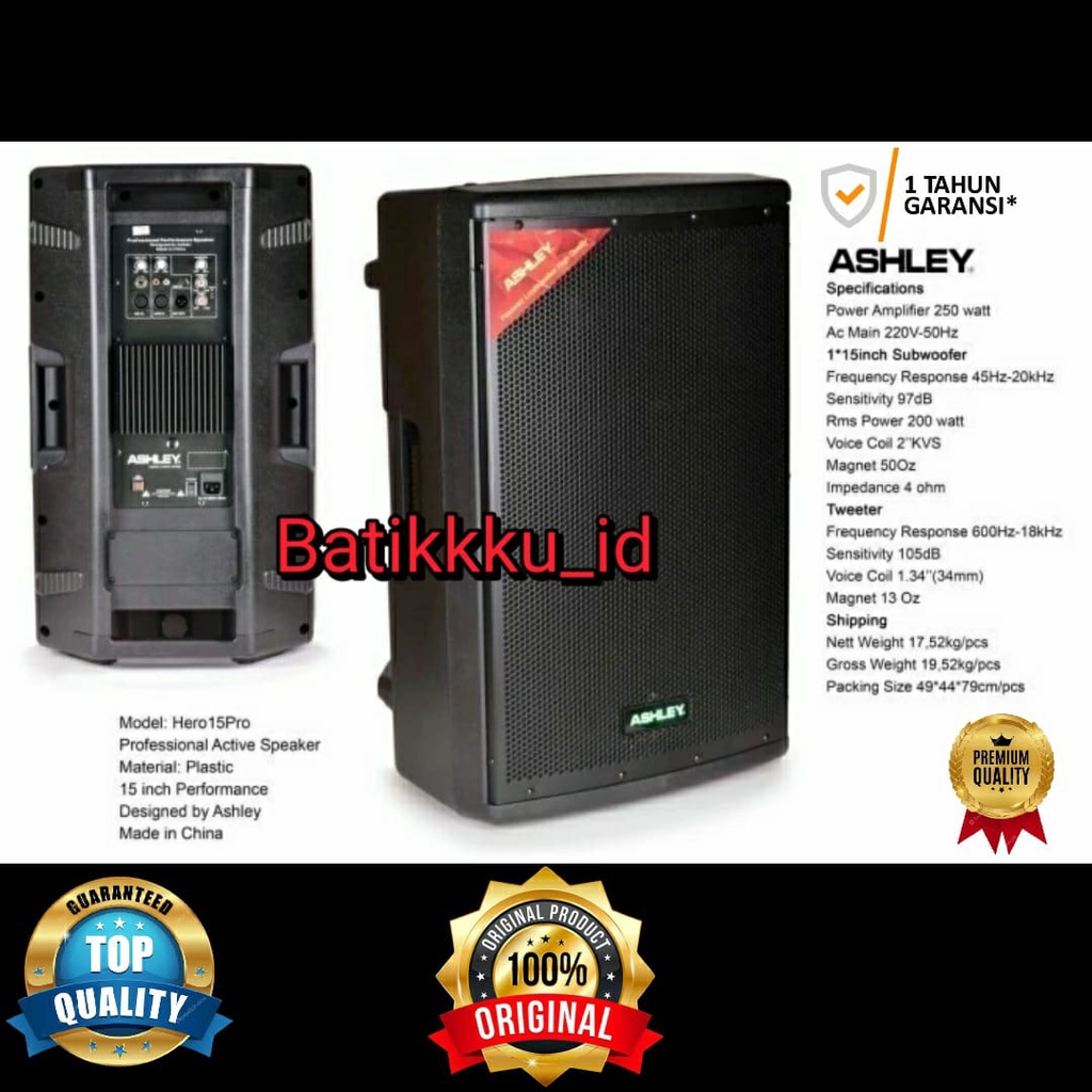 Jual Speaker Aktif ASHLEY HERO 15A HERO15A ORIGINAL 15 INCH HERO15 HERO ...